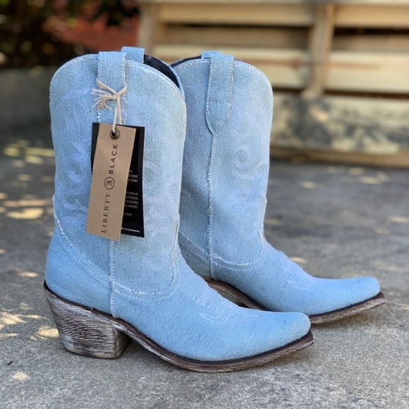LIBERTY Black | Shoes | Liberty Black Baby Blue Jean Cowboy Boots Nwt ...